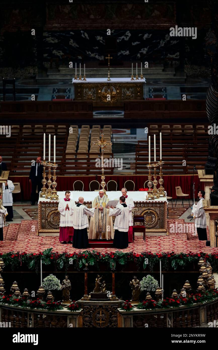 Pope Francis, center, celebrates a Mass where he elevated five new ...