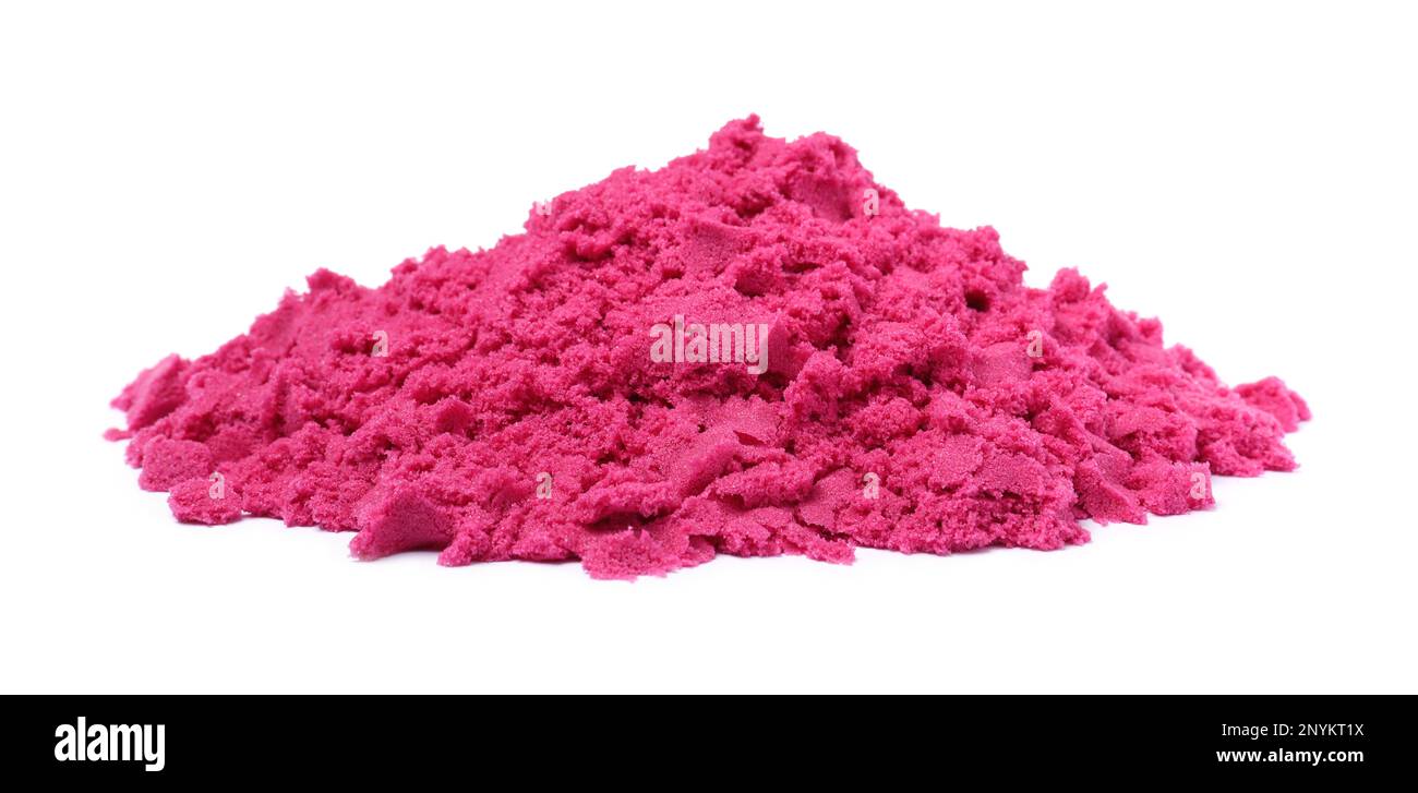 Pile of pink kinetic sand on white background Stock Photo - Alamy