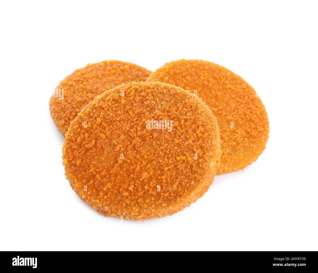 Delicious fried breaded cutlets on white background Stock Photo - Alamy
