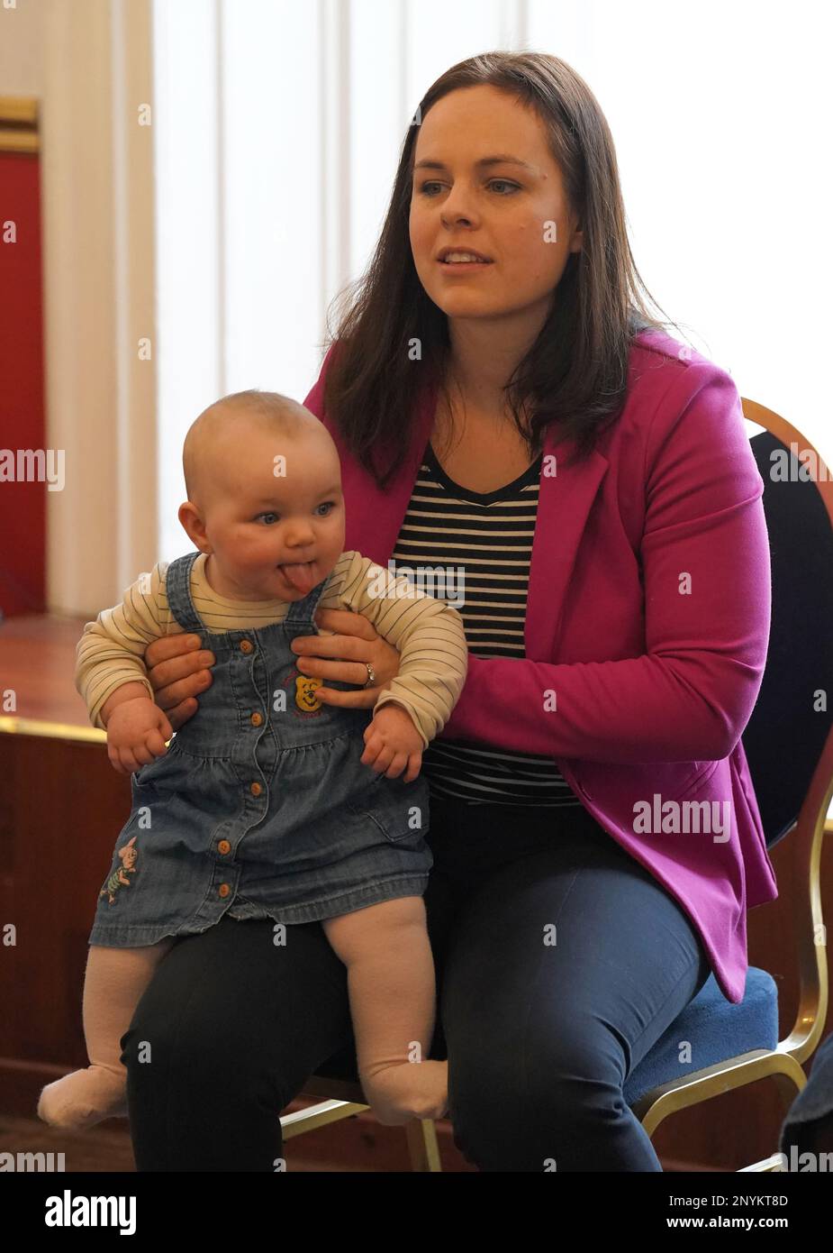 SNP leadership candidate Kate Forbes and her daughter Naomi during a ...