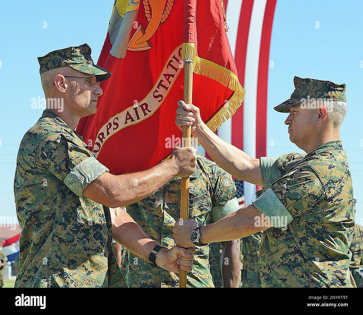 U.S. Marine Corps Col. Ricardo Martinez, right, outgoing commander of ...