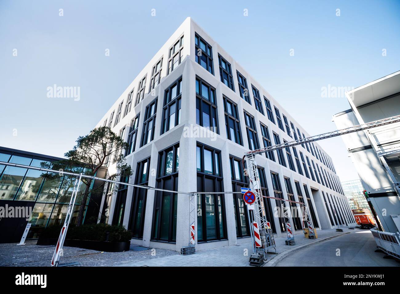 Munich, Germany. 02nd Mar, 2023. The facade of the construction site of ...