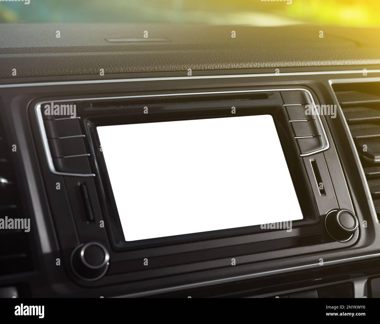 Closeup view of dashboard with navigation system in modern car Stock ...