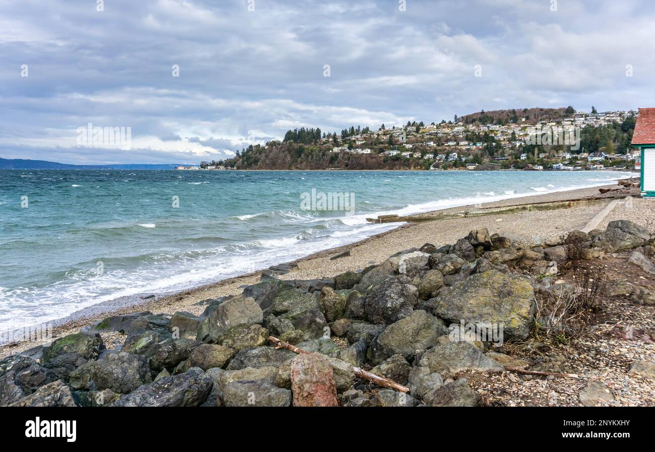 A shoreline view from Brown's Point Lighthouse Park in Washington State ...
