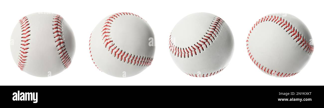 Set with traditional baseball balls on white background, banner design ...