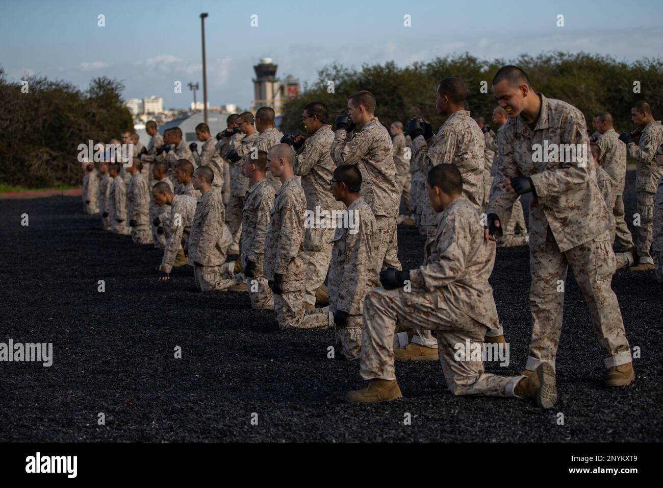 U.S. Marine Corps recruits with Kilo Company, 3rd Recruit Training ...