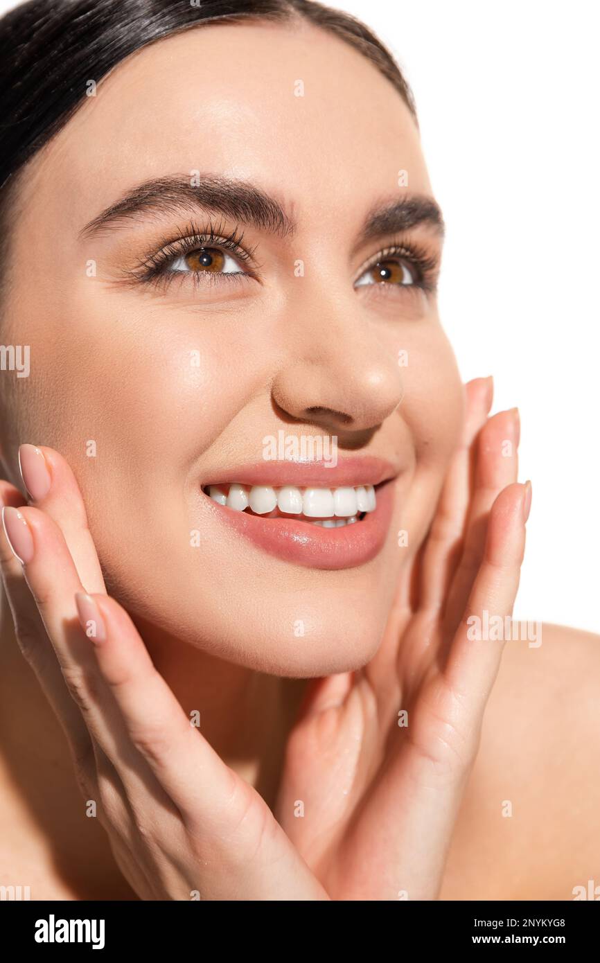 One woman beauty skin cheeks hi-res stock photography and images - Alamy