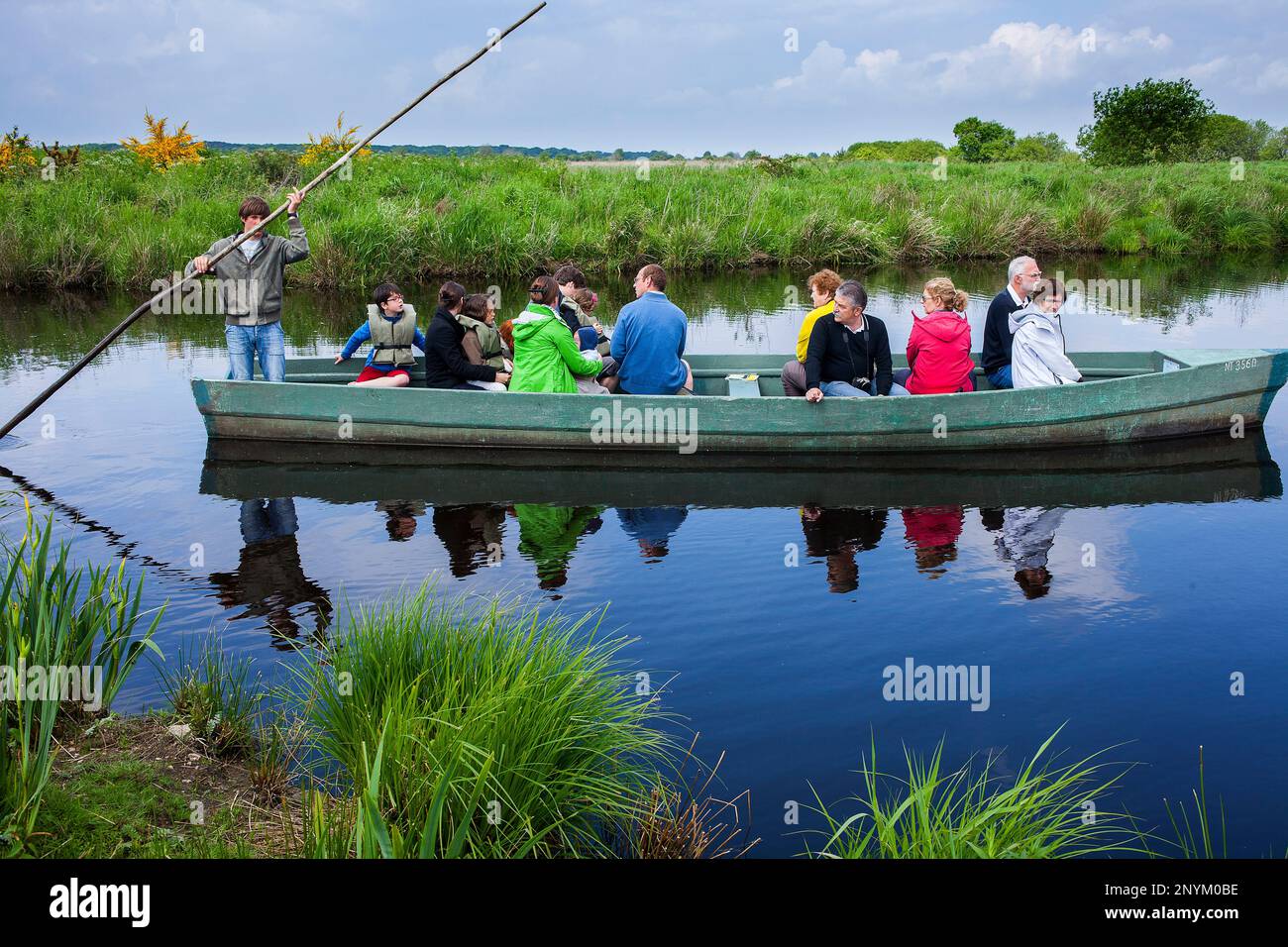 Barge with tourists,near Port of Breca, Natural regional park of La ...