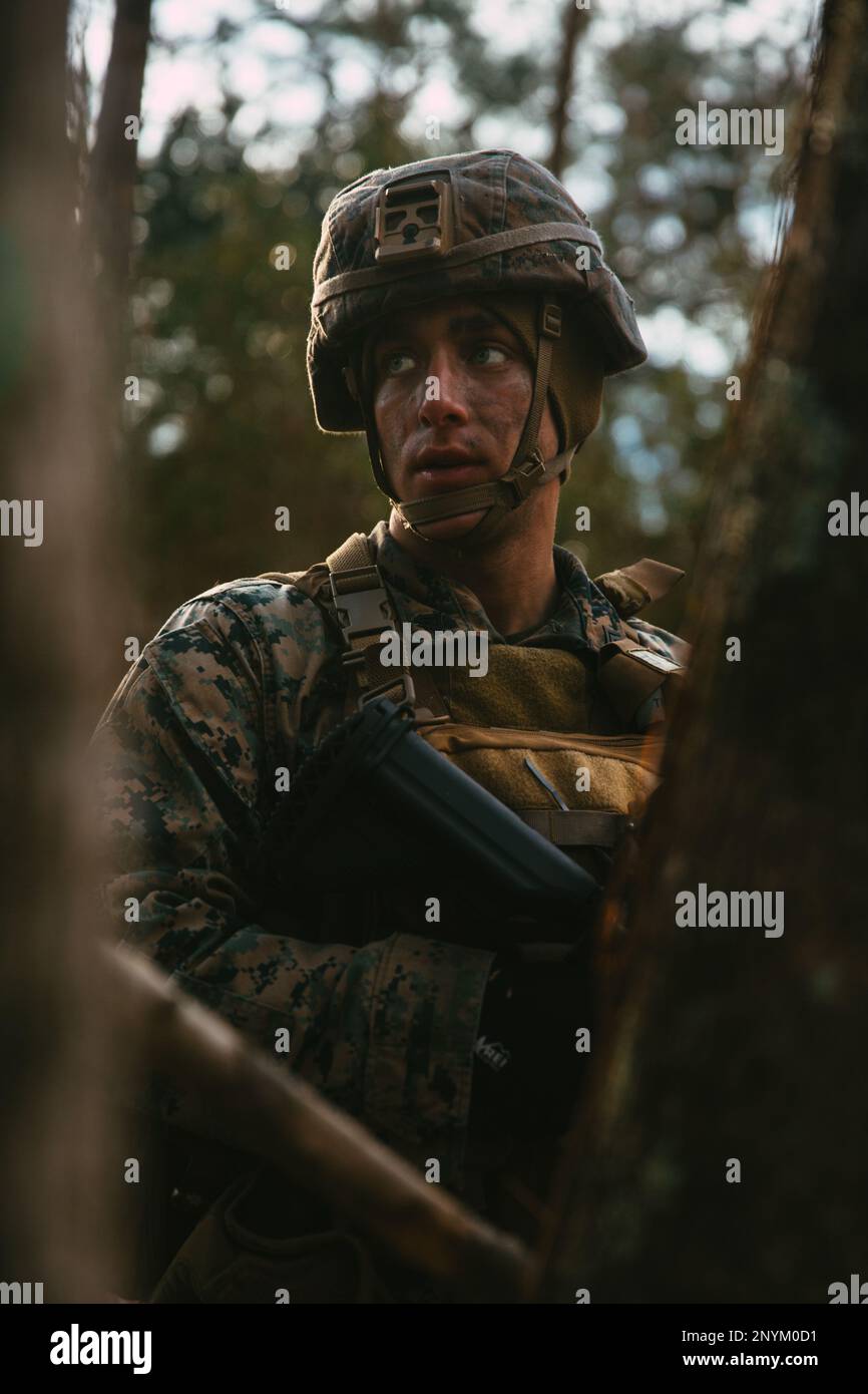 U.S. Marine Corps Cpl. Brandt Brock, team leader, 3rd Battalion, 23rd Marine Regiment, 4th ...