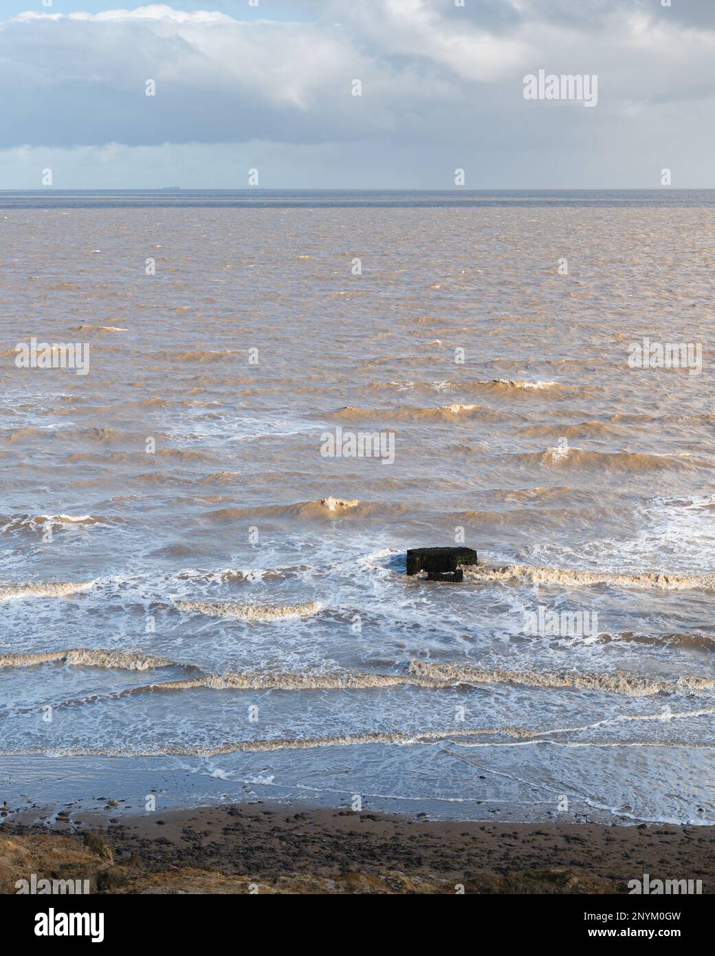 View from a cliff onto the North sea. Walton on the Naze in Essex Stock ...