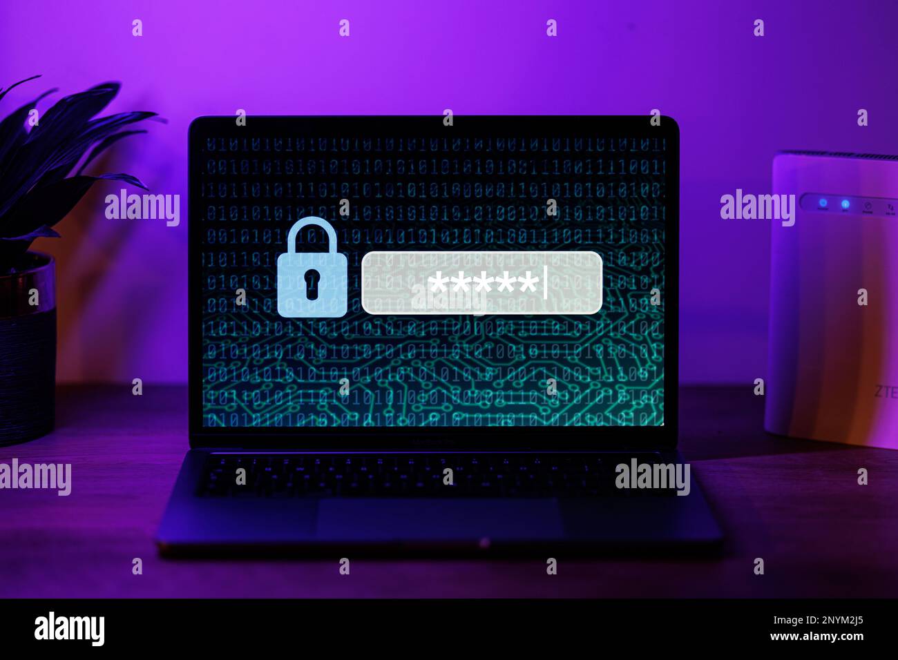 Password field on PC screen. Digital security concept. High quality ...