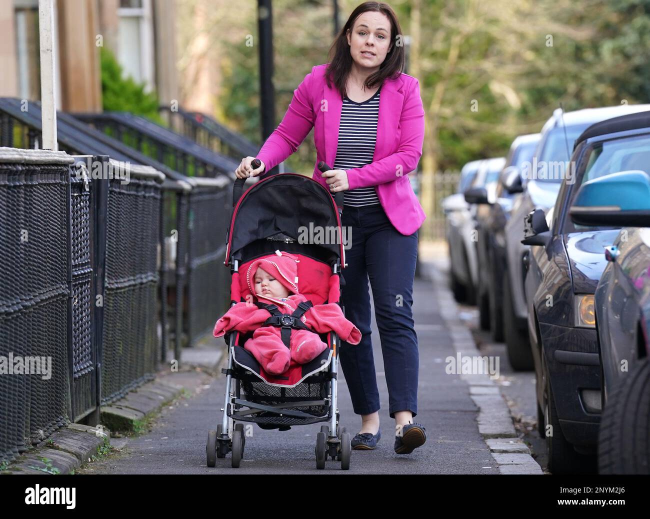 SNP leadership candidate Kate Forbes and her daughter Naomi during a ...