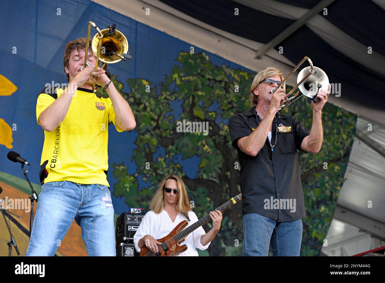 Mark Mullens and Craig Klein of Bonerama performs during the New ...