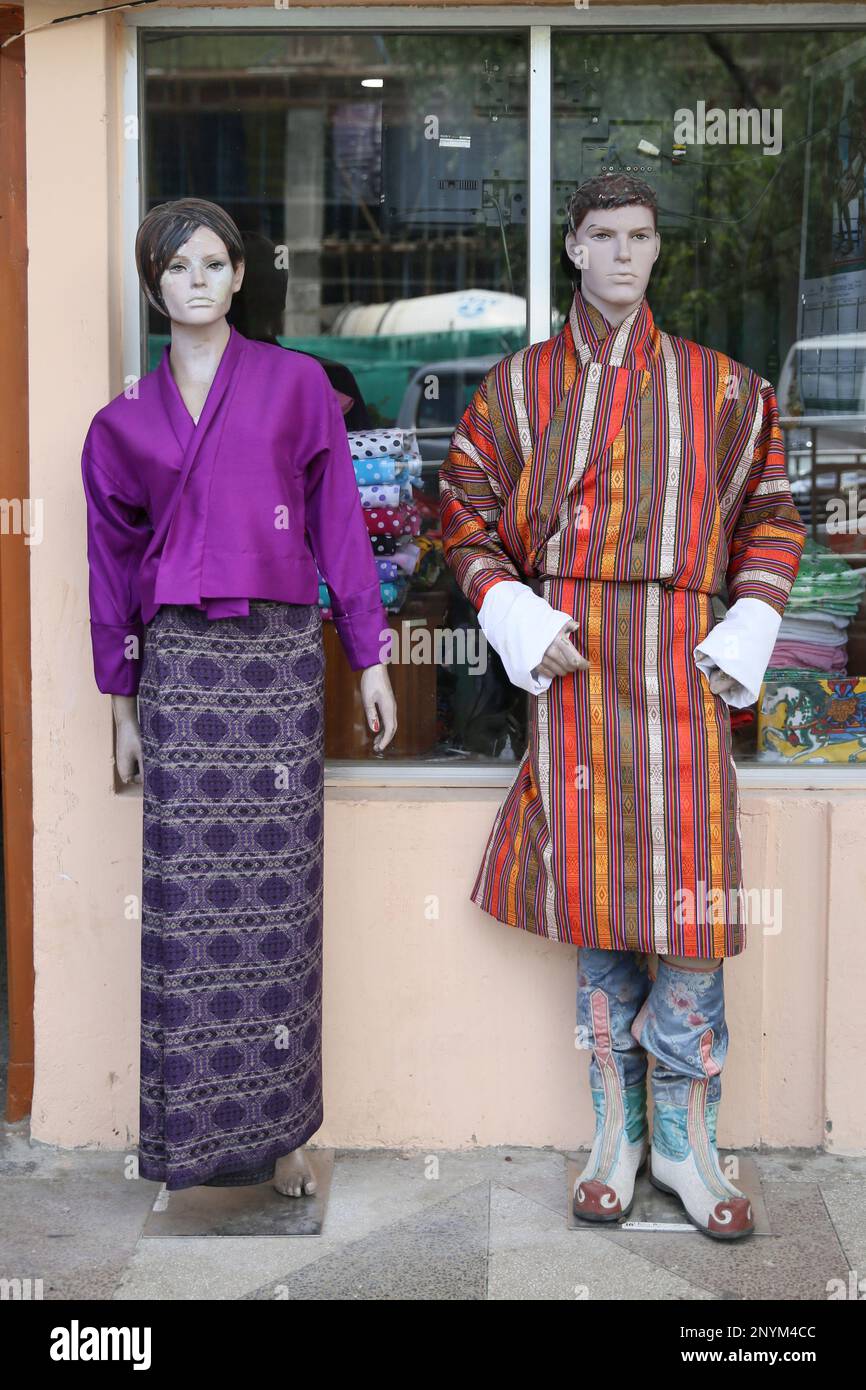 Gho(R) and Kira, traditional indigenous garbs of Bhutan are seen in ...