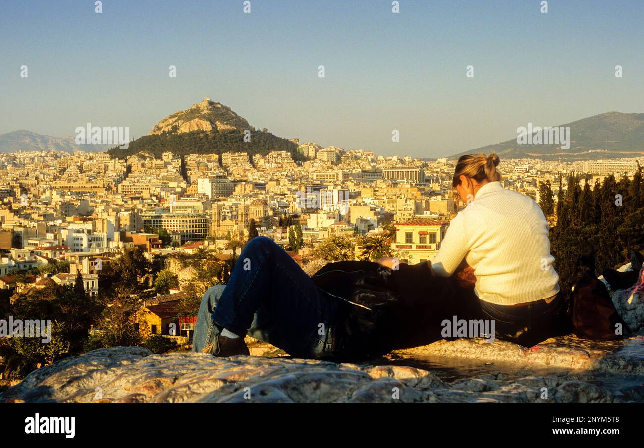 Athens as Seen from the Acropolis. In background Likavitos Hill, Athens ...
