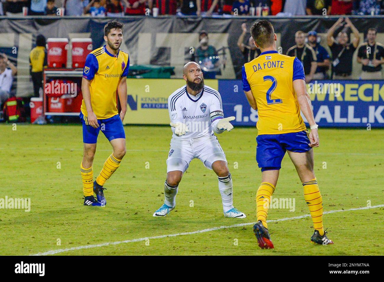 ATLANTA, GA – JUNE 24: Colorado goal keeper Tim Howard (1) pleads with ...
