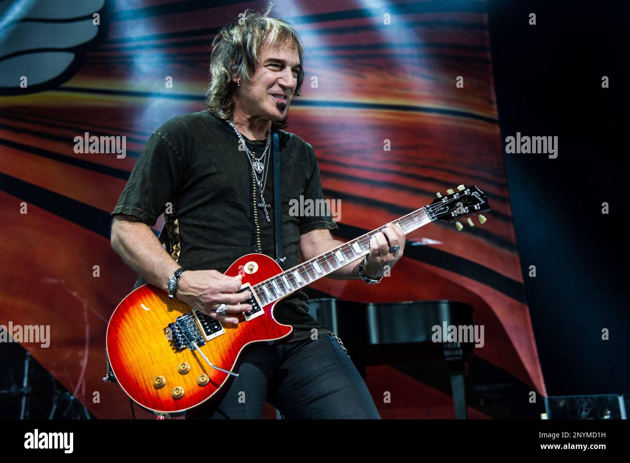 Dave Amato of REO Speedwagon performs at Riverbend Music Center on Aug ...
