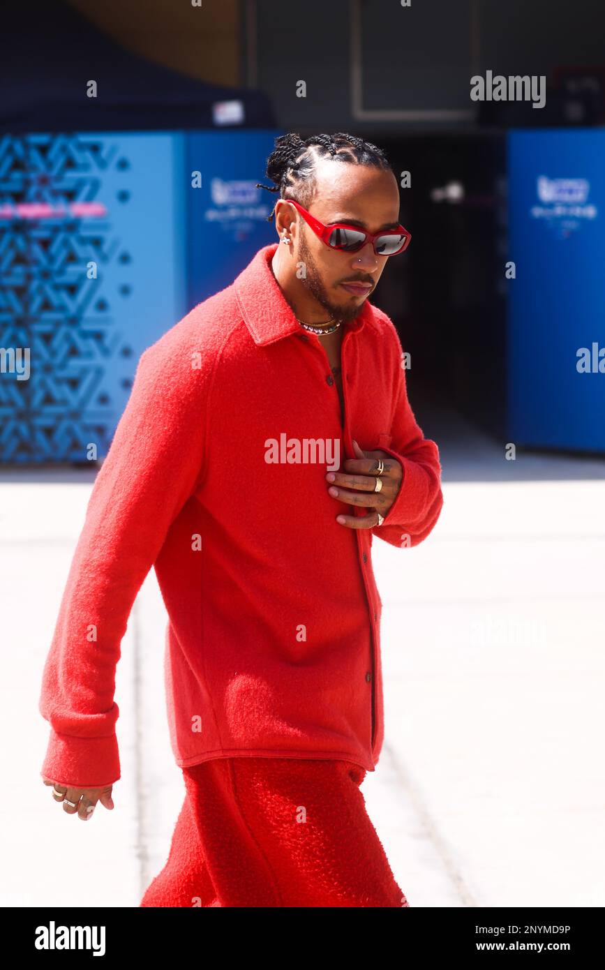 Sakhir, Bahrain. 2nd Mar, 2023. LEWIS HAMILTON is seen in the paddock ...