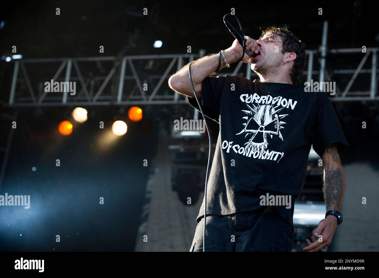 Randy Blythe of Lamb of God performs during the 2013 Rock On The Range ...