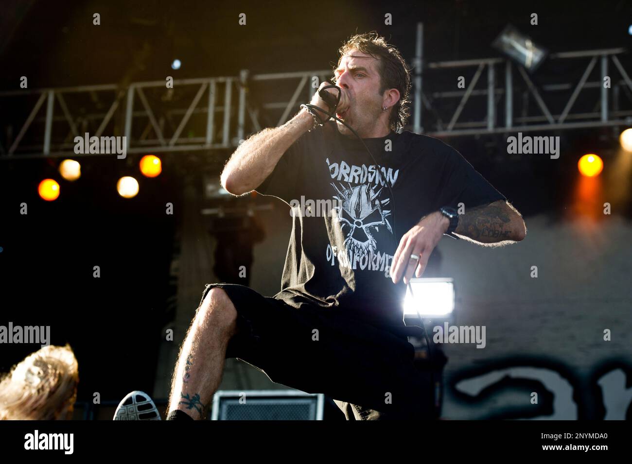Randy Blythe of Lamb of God performs during the 2013 Rock On The Range ...