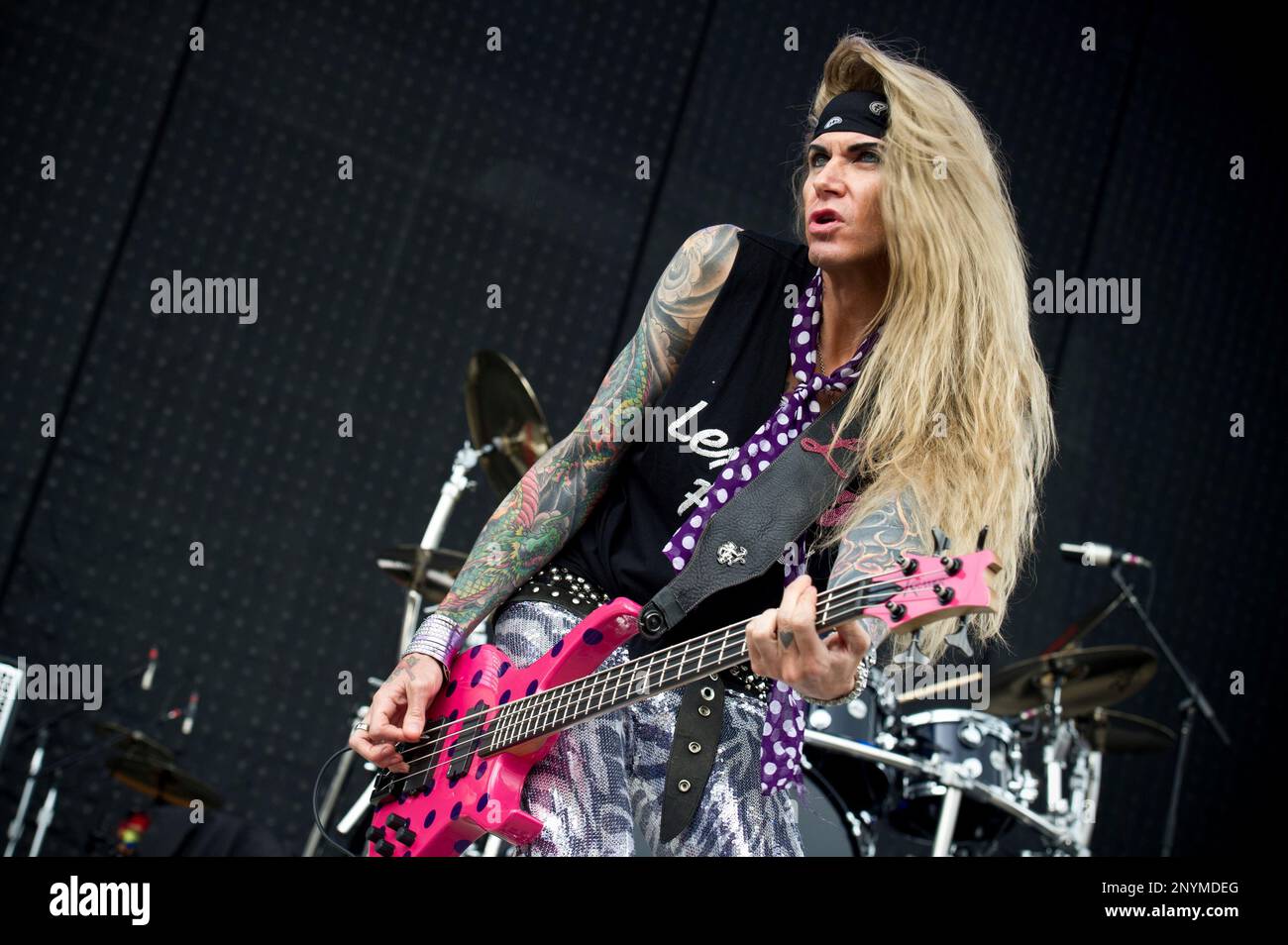 Travis Haley of Steel Panther performs during the 2013 Rock On The ...