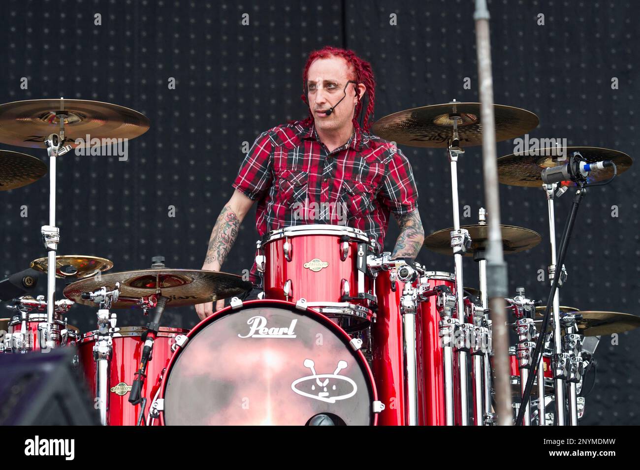 Morgan Rose of Sevendust performs during the 2013 Rock On The Range ...