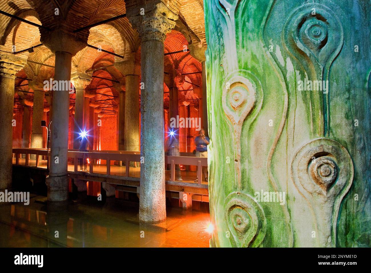 Yerebatan Cistern Museum. At right crying column. Byzantine cisterns ...