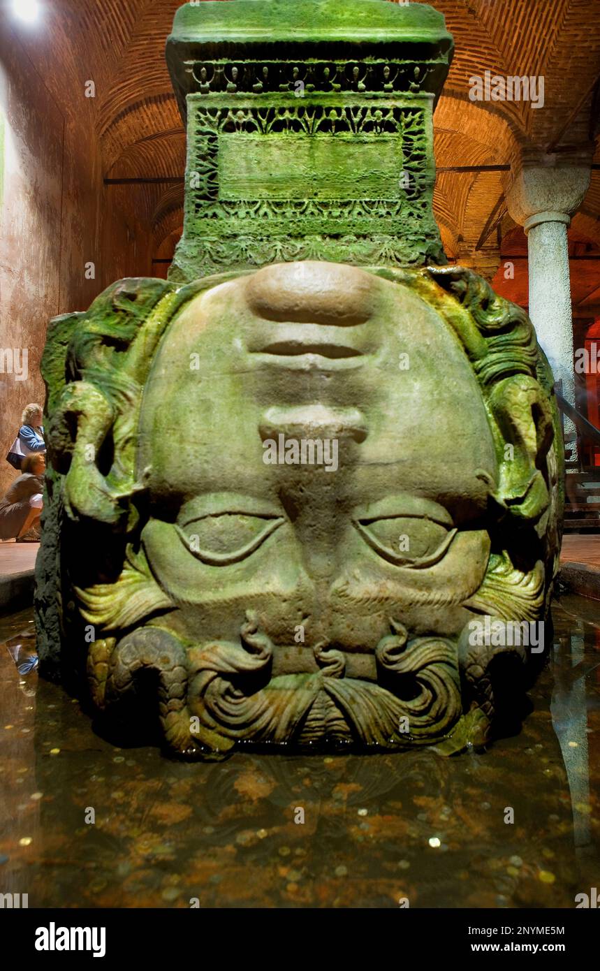 Yerebatan Cistern Museum. Medusa head. Byzantine cisterns, was built by ... Yerebatan Cistern Museum. Medusa head. Byzantine cisterns, was built by ...