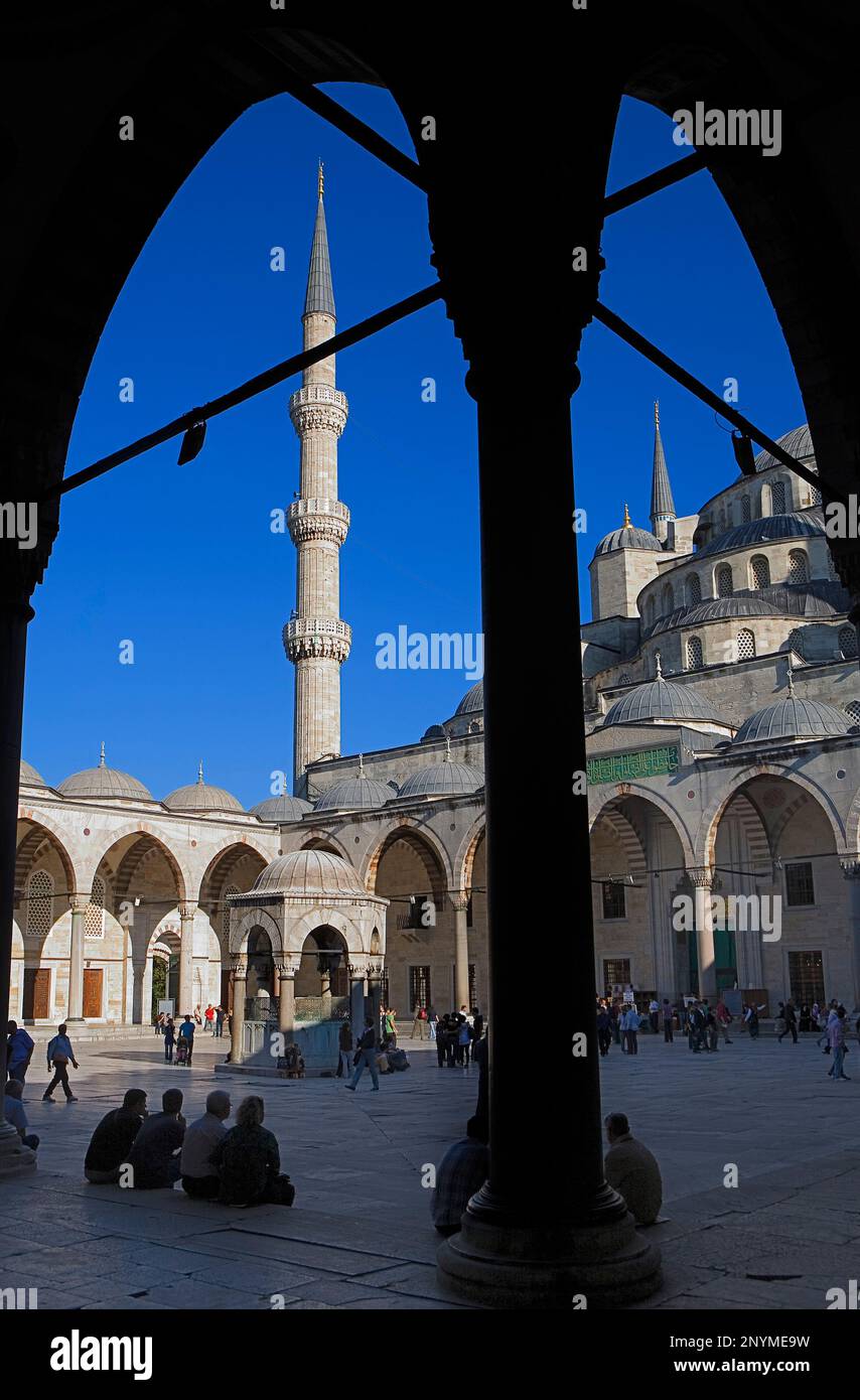 Courtyard of Blue Mosque (Sultan Ahmed mosque). Istanbul. Turkey Stock ...