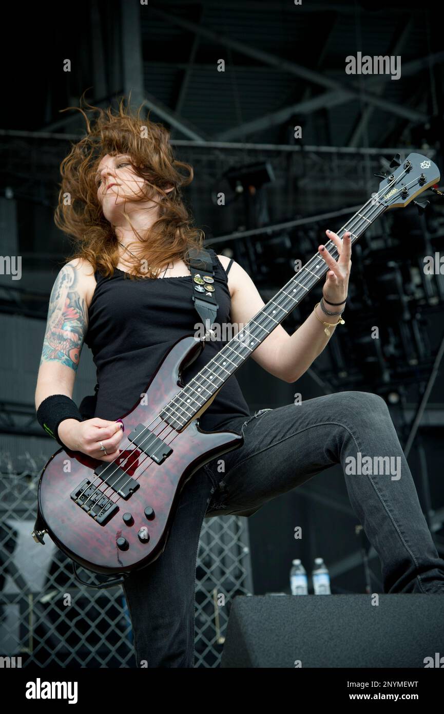 Jeanne Sagan of All That Remains performs during the 2013 Rock On The ...