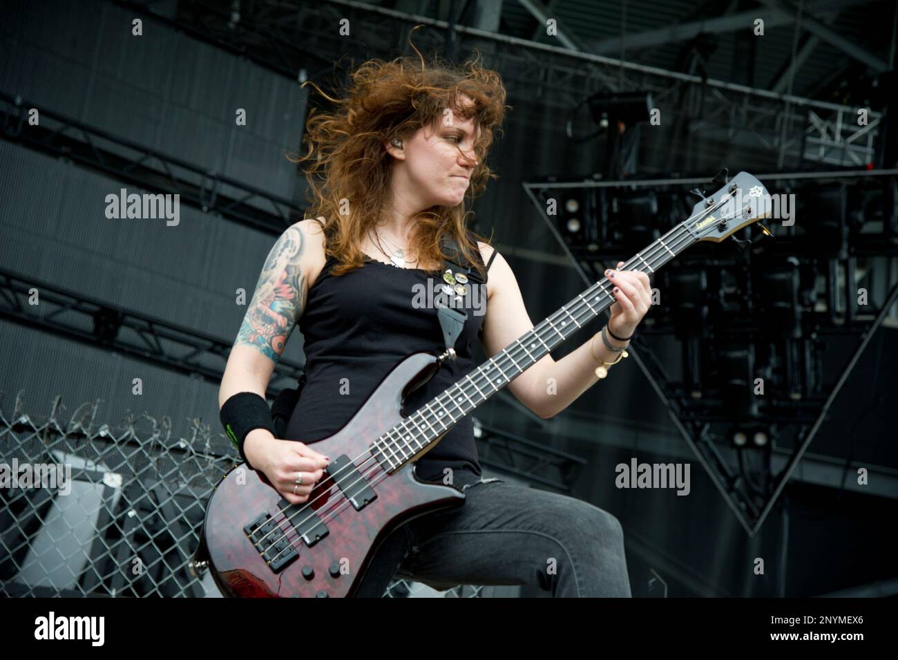 Jeanne Sagan of All That Remains performs during the 2013 Rock On The ...