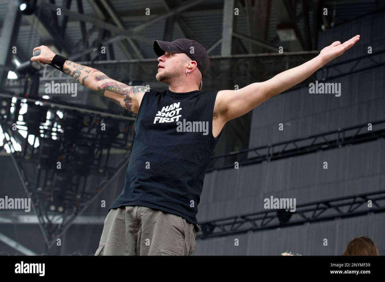 Philip Labonte of All That Remains performs during the 2013 Rock On The ...