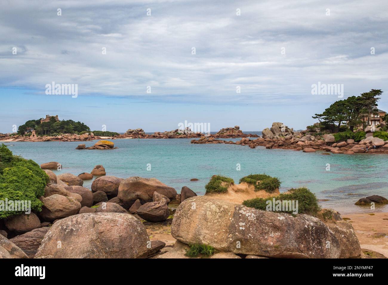 Landscape of the pink granit coast in french brittany Stock Photo - Alamy
