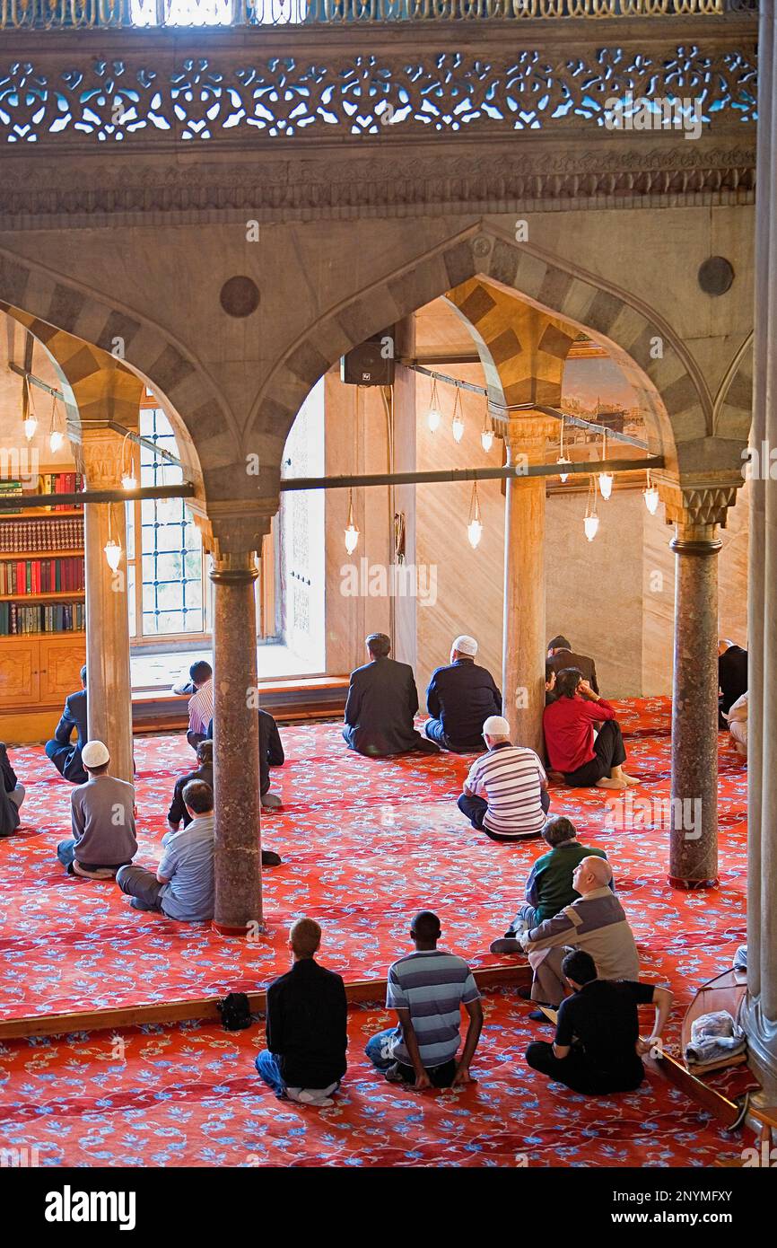 Praying at Mosque Sultan Ahmet, Blue Mosque. Istanbul. Turkey Stock ...