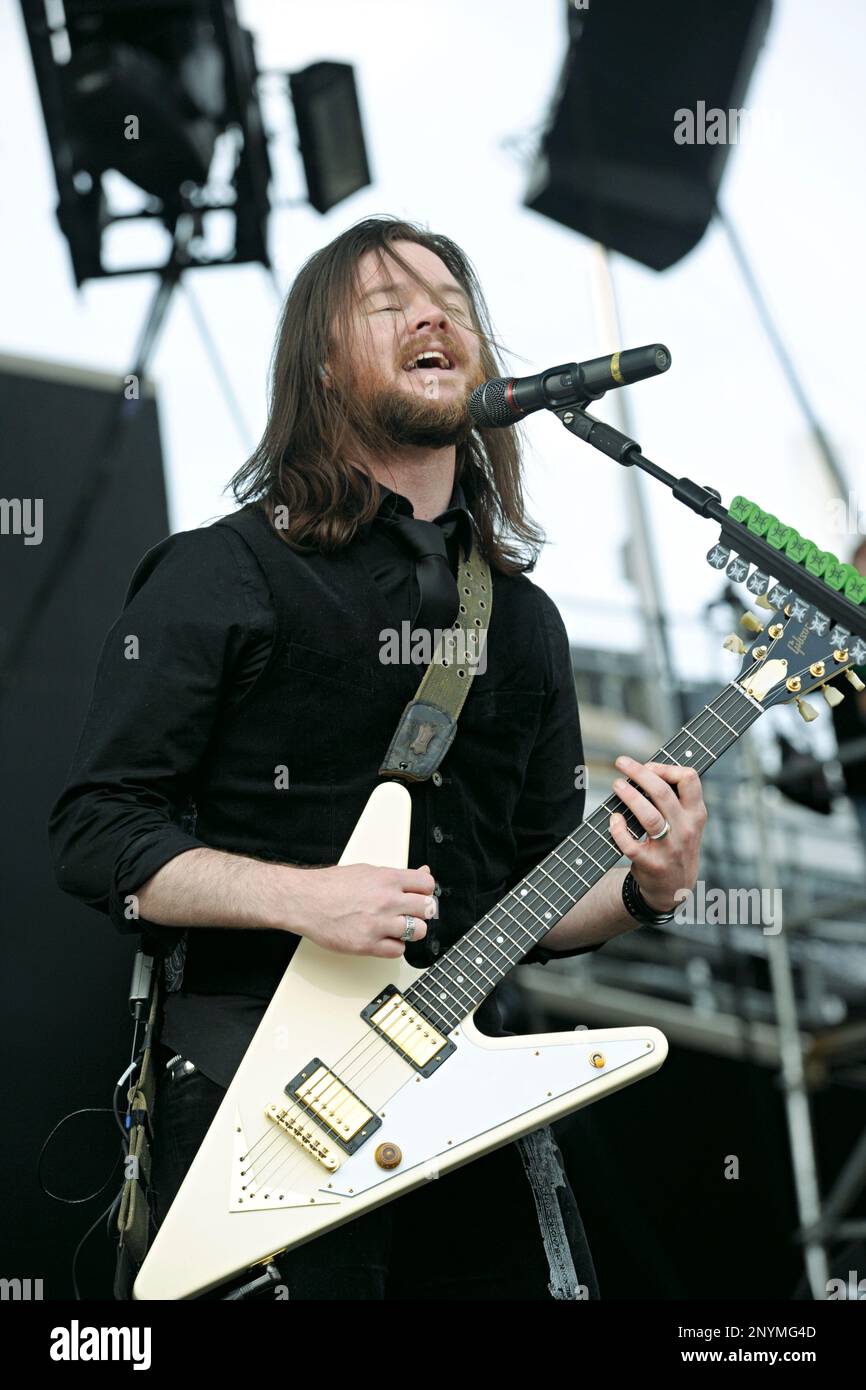 Mark King of Hinder performs during the Rock On The Range festival at ...