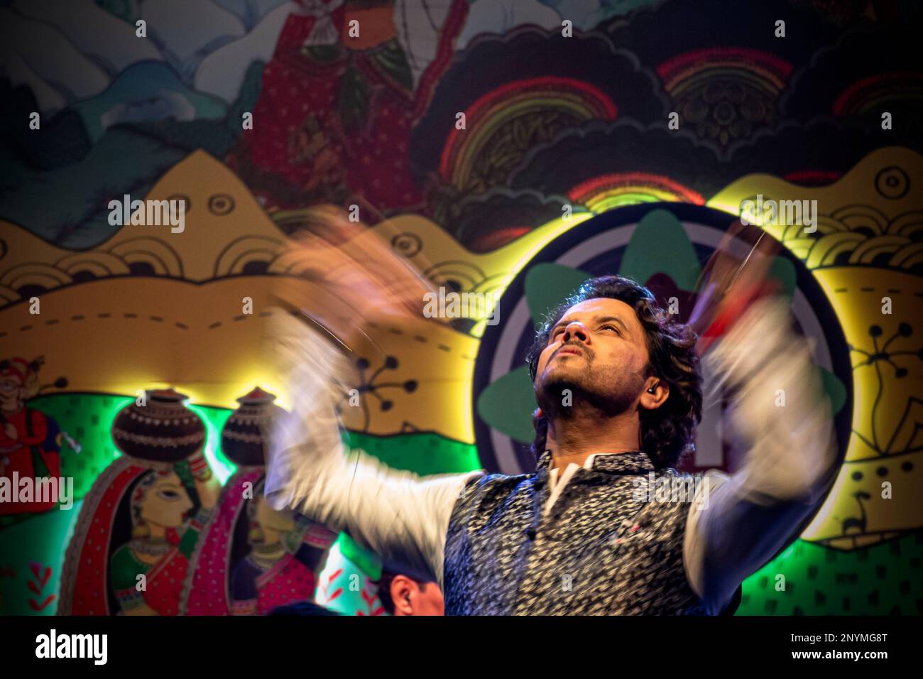 February 25, 2023, New Delhi, Delhi, India: Indian playback singer Javed Ali performing in the ...