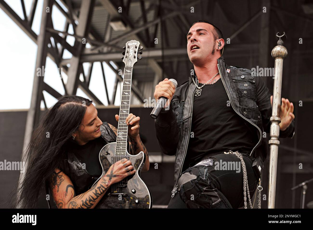 Rikki Lixx and Rich Luzzi of Rev Theory perform during the Rock On The ...