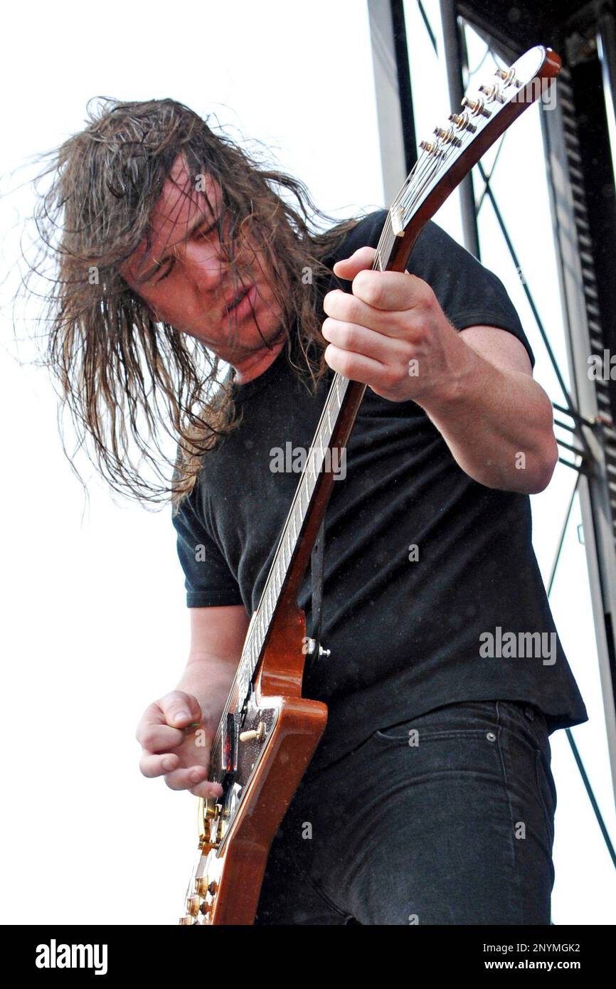 Ryan O'Keeffe of Airbourne performs at Rock on the Range on May 23 ...