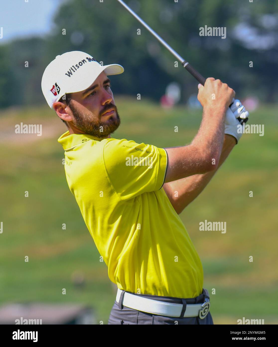 Friday June 23, 2017: Troy Merritt watches his tee hot on the 18th hole ...