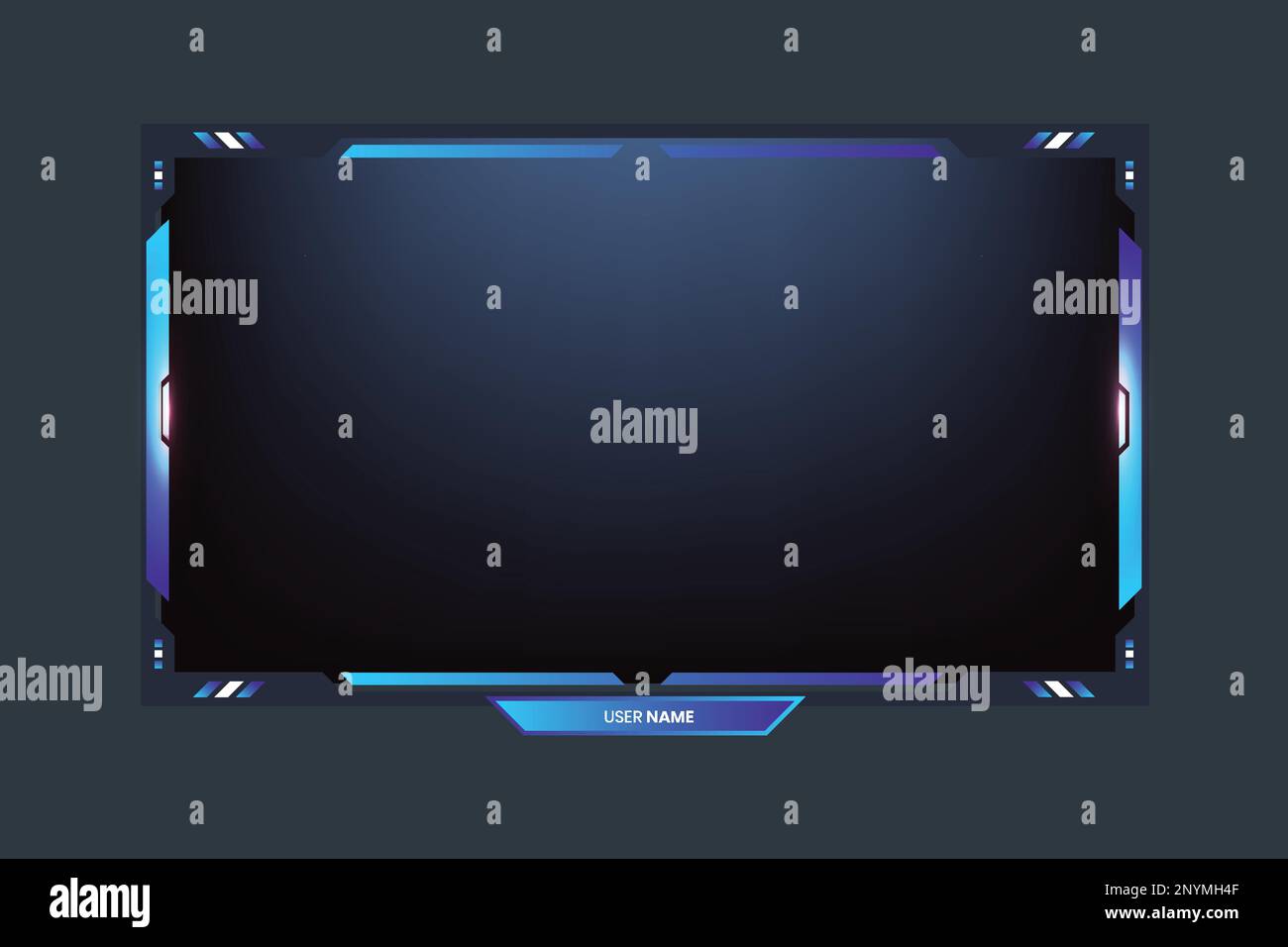 Futuristic live gaming overlay template design with blue color on a ...