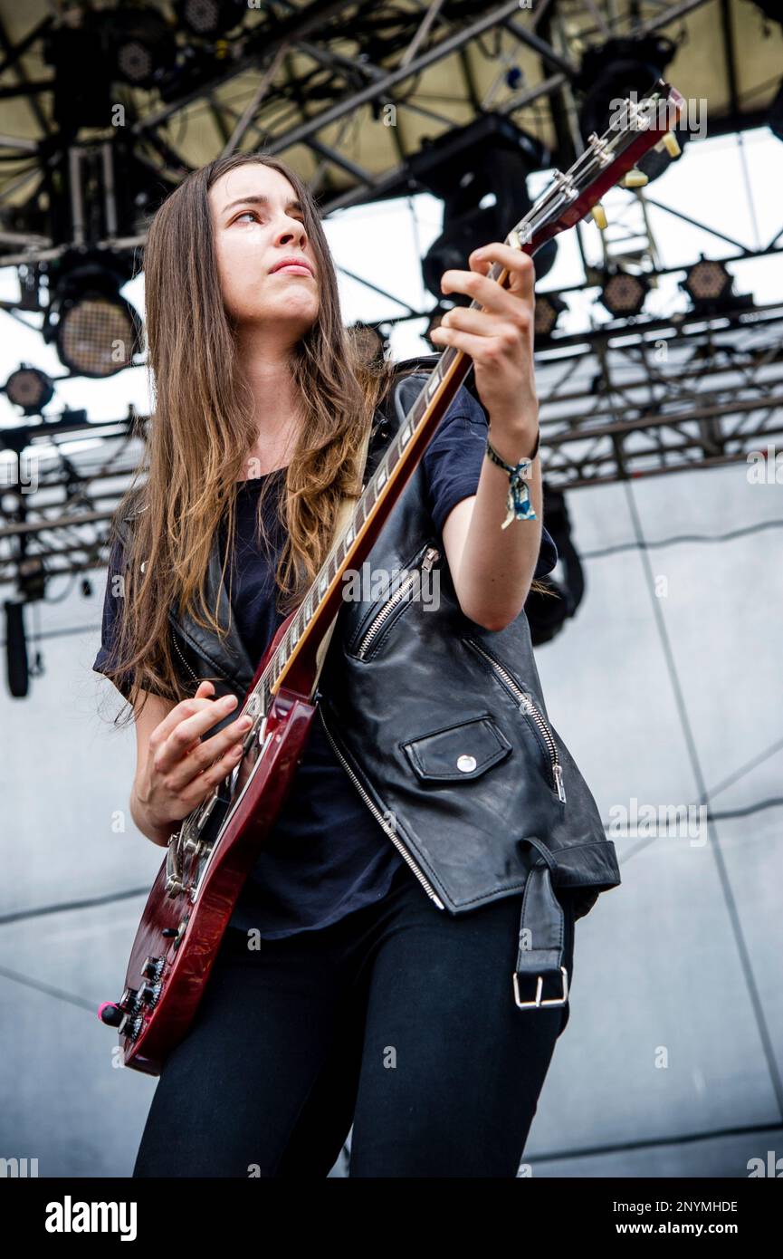 Danielle Haim of HAIM performs during day 3 of the 2013 Firefly Music ...