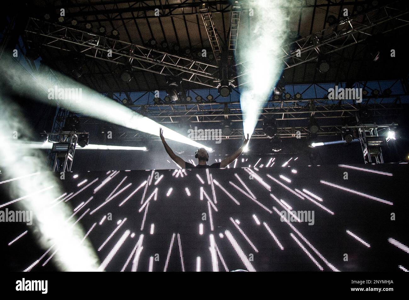 Calvin Harris performs during day 1 of the 2013 Firefly Music Festival ...