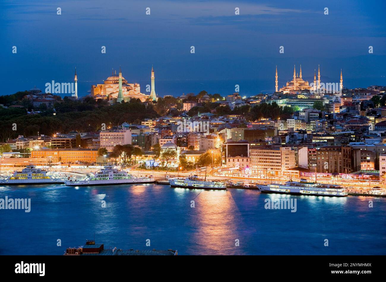 Skyline of Istanbul with a view over the Golden Horn, view from Galata ...