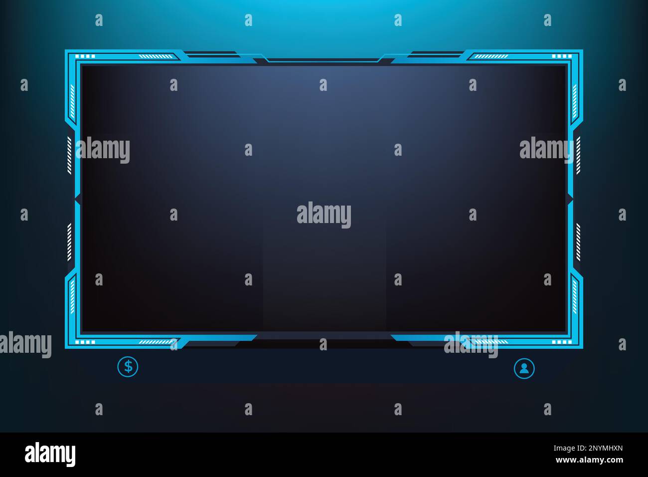 Futuristic live streaming overlay vector with blue and dark colors ...