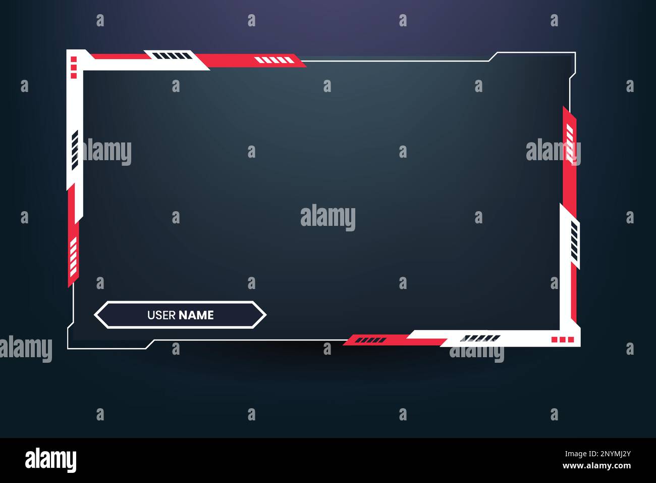 Gamer broadcast screen panel decoration with red and white colors ...