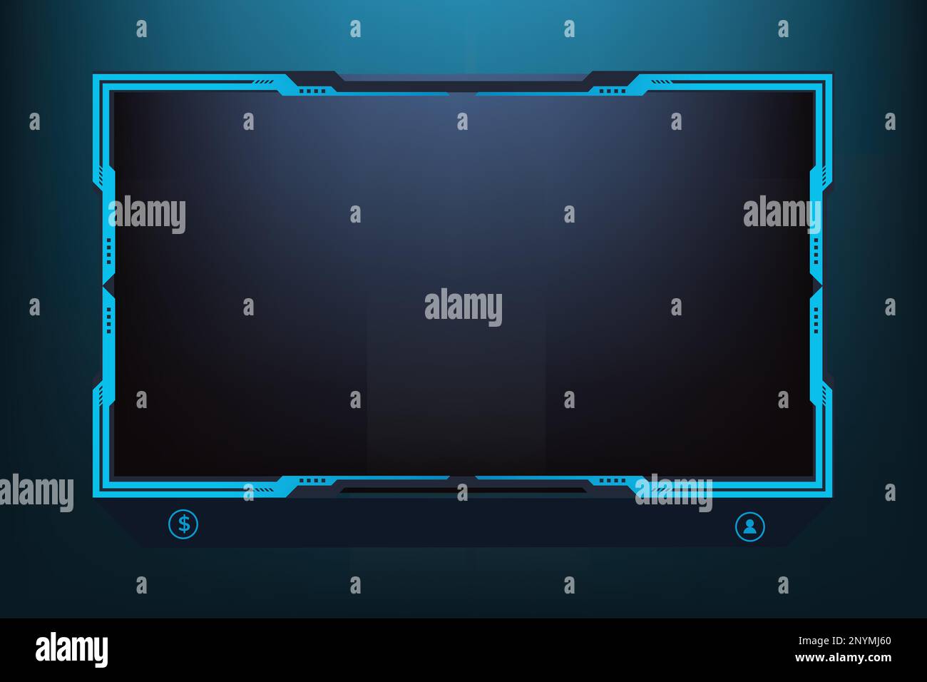 Simple broadcast screen interface design with blue colors on a dark ...