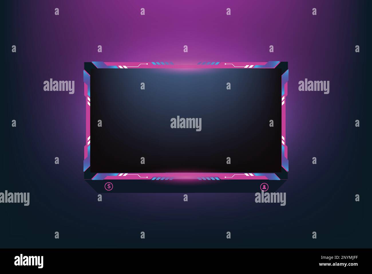 Girly screen overlay vector with pink and dark colors. Gaming screen ...