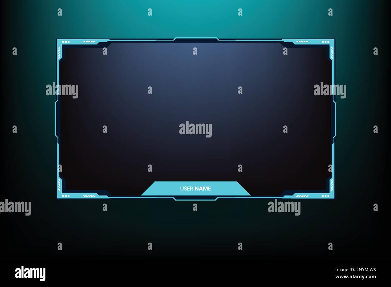 Online gaming screen panel design vector with simple shapes. Live streaming overlay design for ...