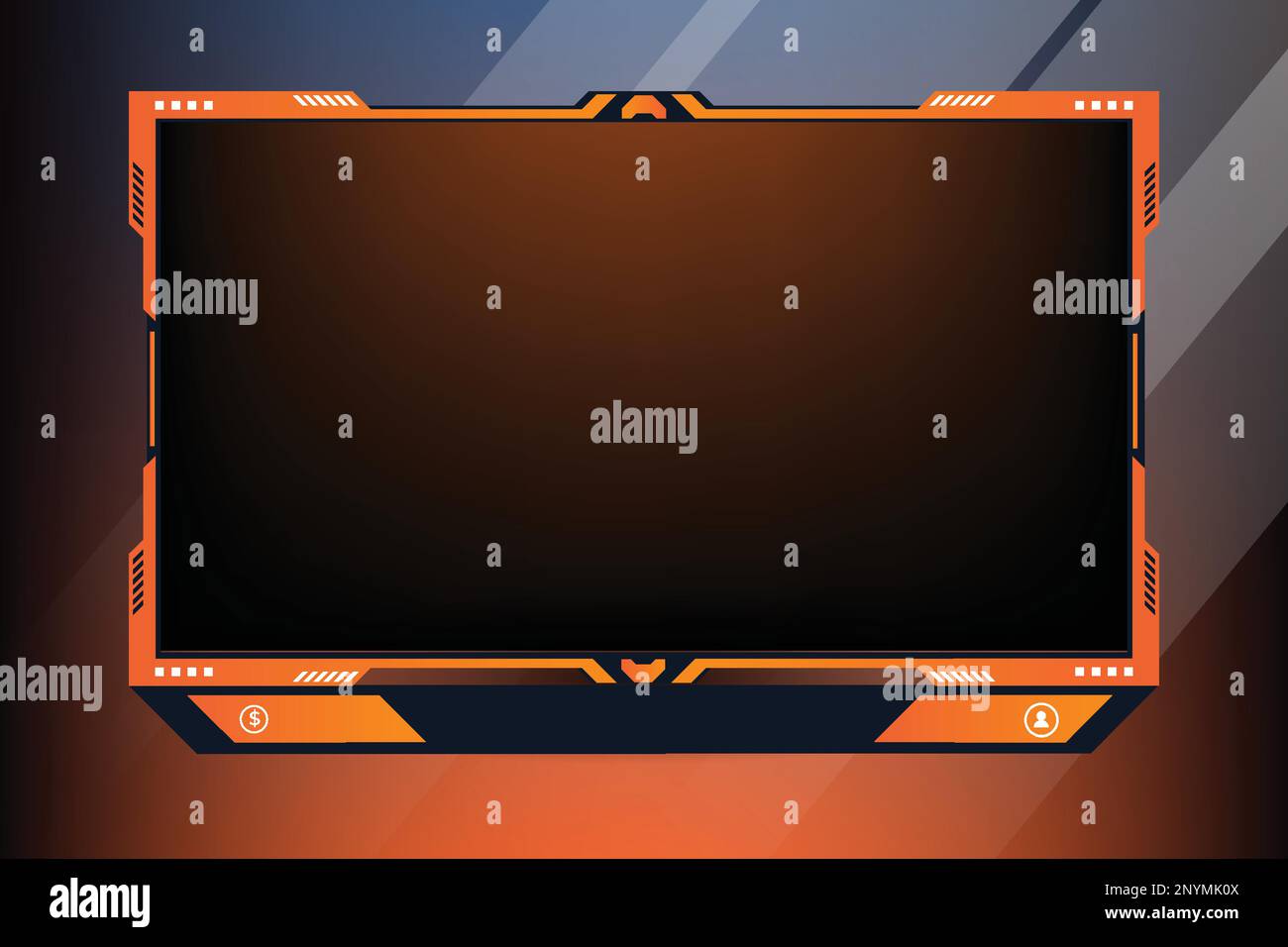 Online gaming screen border vector with orange and dark colors. Stylish ...