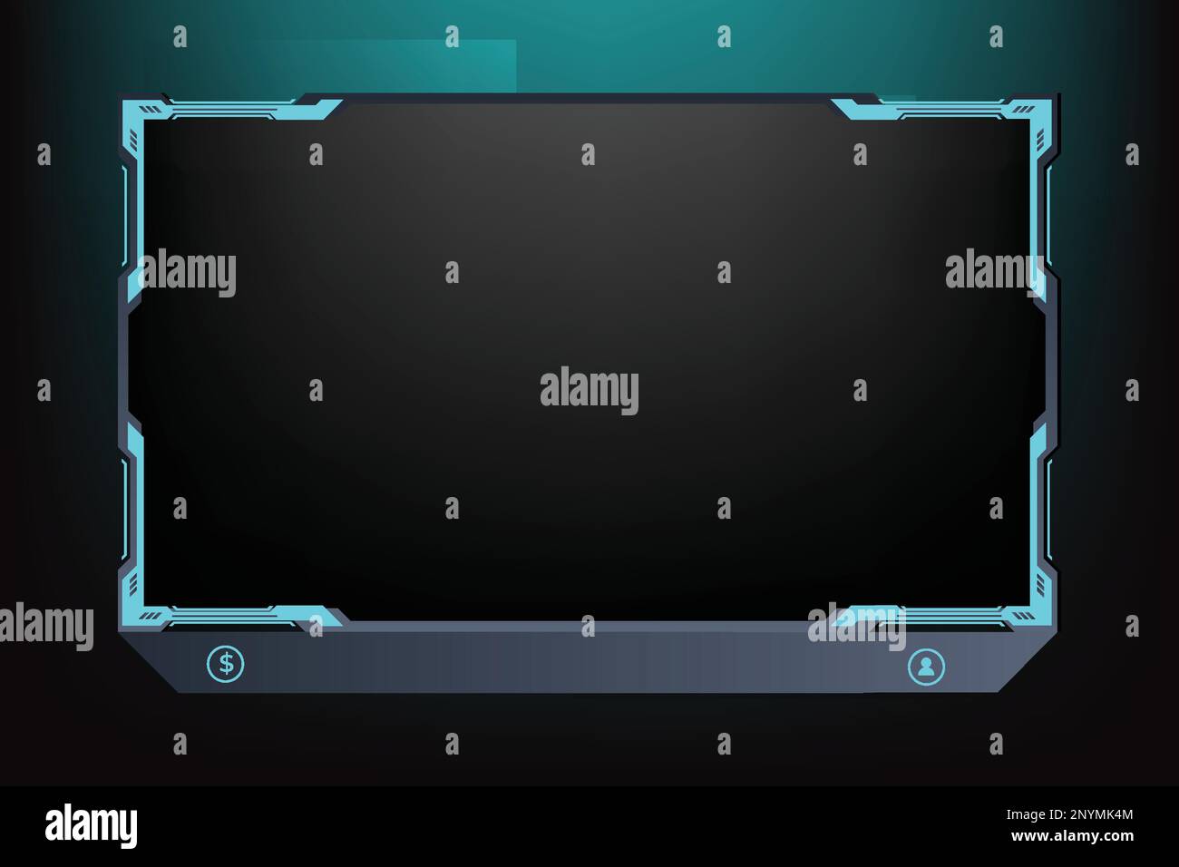 Online broadcasting screen panel decoration with shiny blue color. Live ...